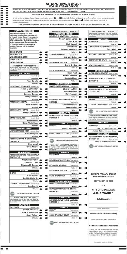 NOTICE OF PARTISAN PRIMARY AND SAMPLE BALLOTS - Milwaukee Courier ...