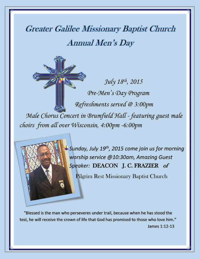 Annual Mens' Day at Greater Galilee Missionary Baptist Church ...