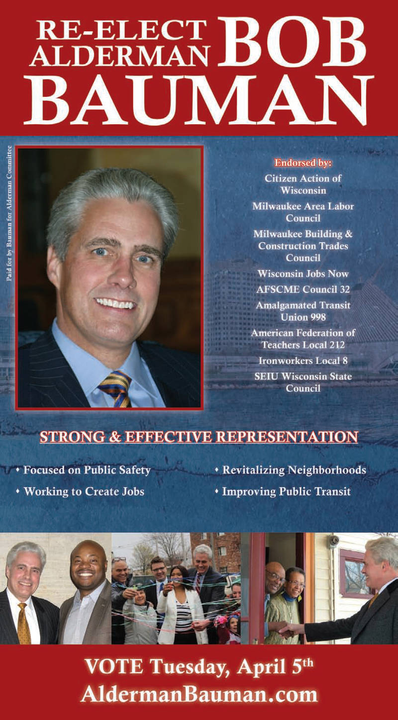 Re-Elect Alderman Bob Bauman - Milwaukee Courier Weekly Newspaper