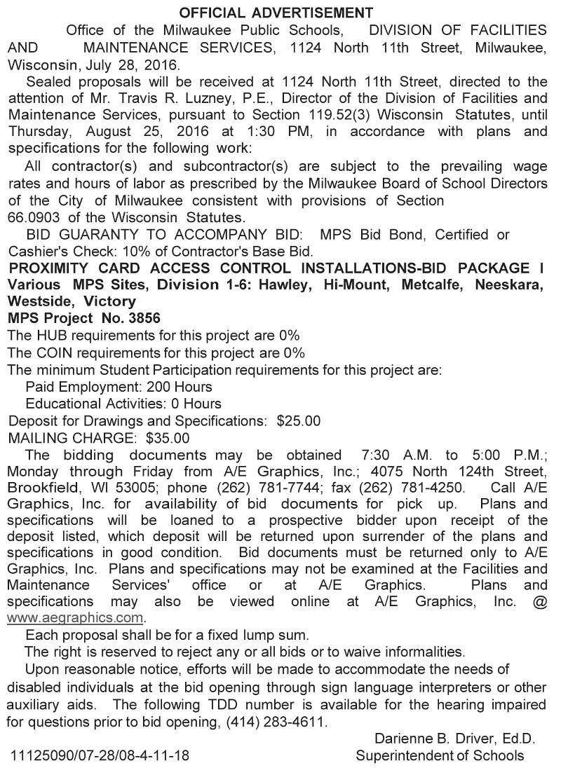 MPS Requesting BIDs for Proximity Card Access Control Installations at ...