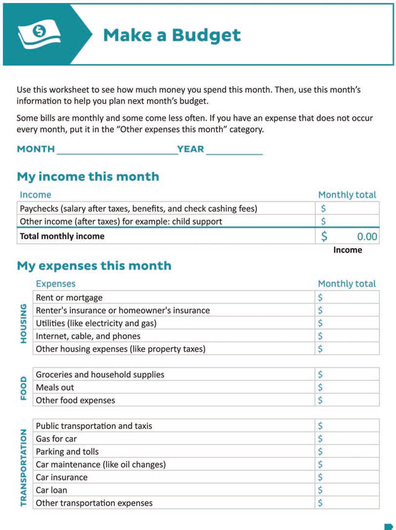 Make A Budget Worksheet Milwaukee Courier Weekly Newspaper