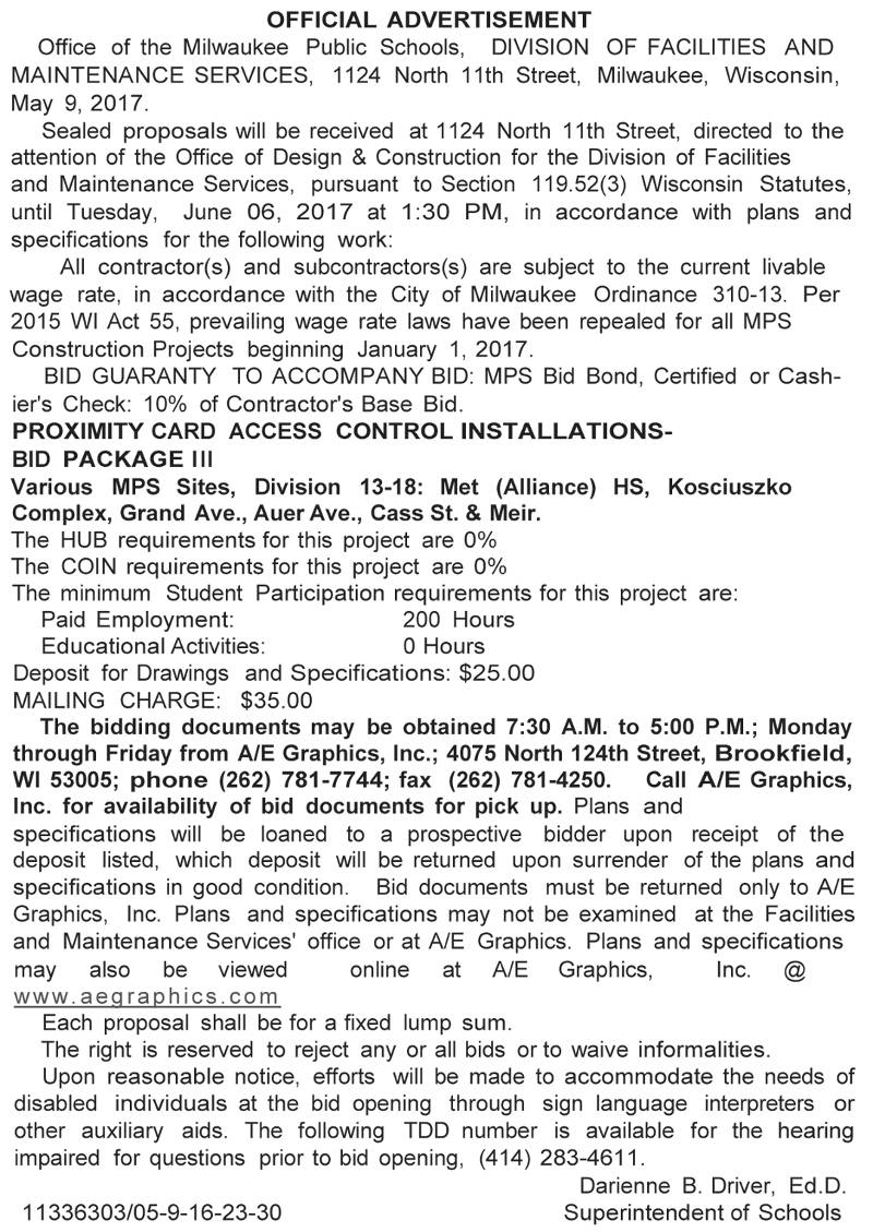 MPS Requesting BIDs for Proximity Card Access Control Installations ...