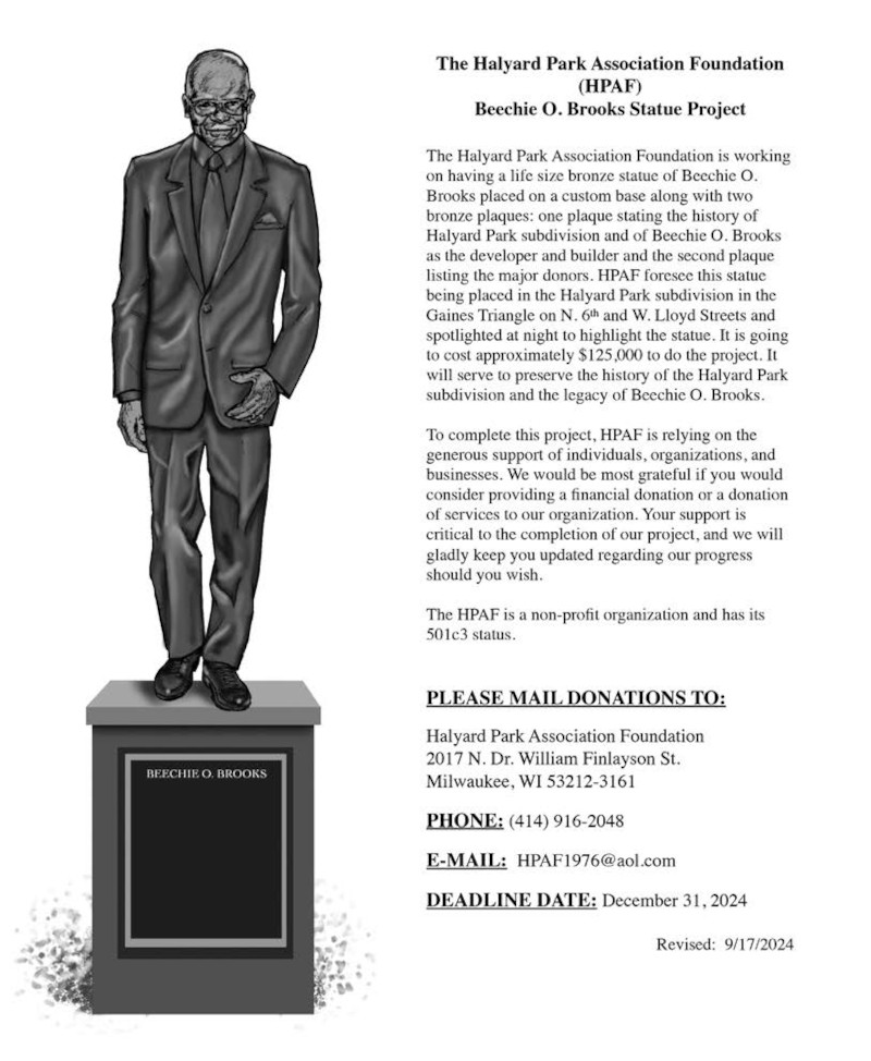 Halyard Park Association Foundation Beechie O. Brooks Statue Project ...