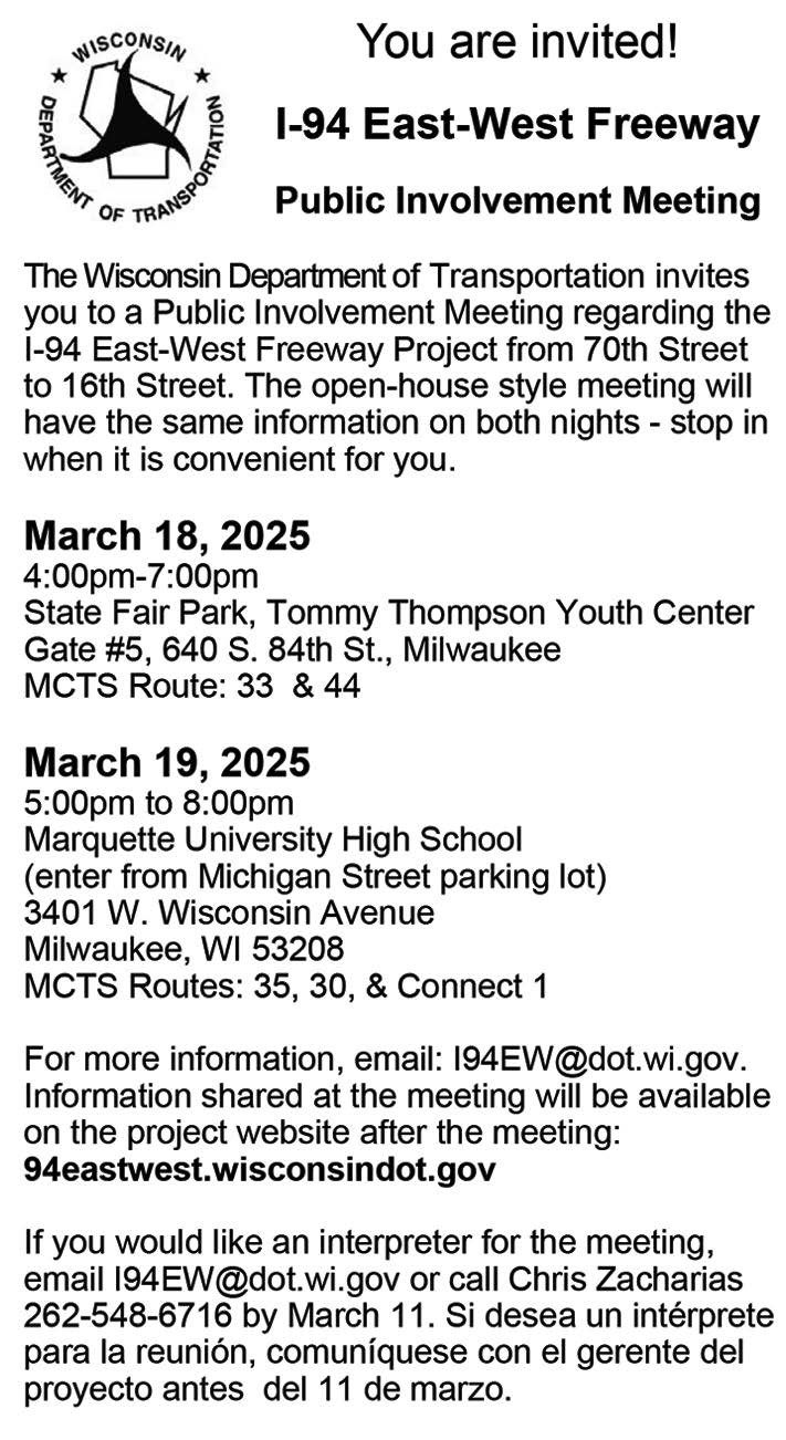 I-94 East West Freeway Public Involvement Meetings on March 18 and 19 ...